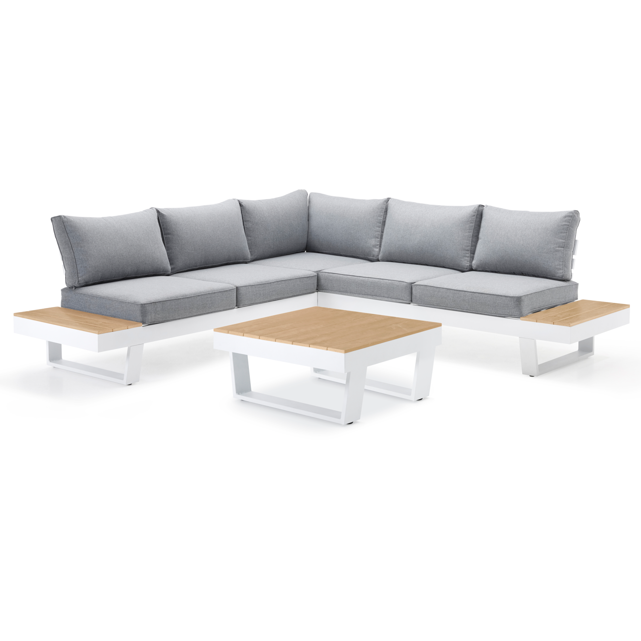Alora loungeset voor 5 personen in wit aluminium met loungekussens en ...