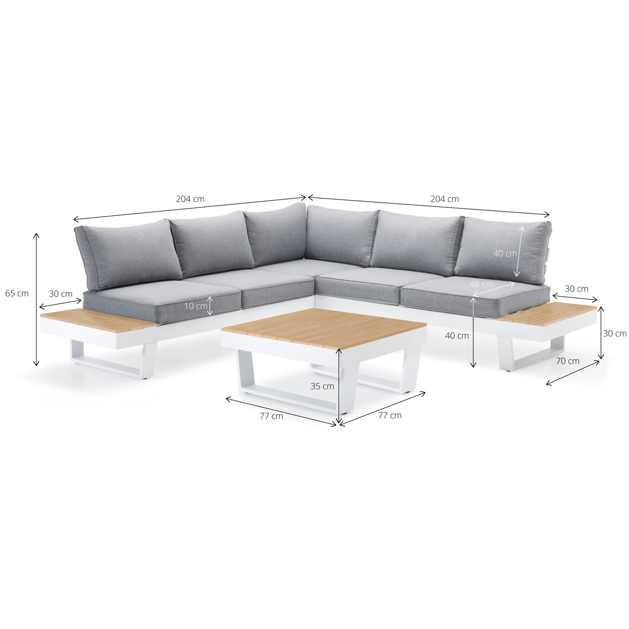 Alora loungeset voor 5 personen in wit aluminium met loungekussens en ...
