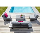 Alora loungeset in zwart aluminium met grijs polyester kussens en ...