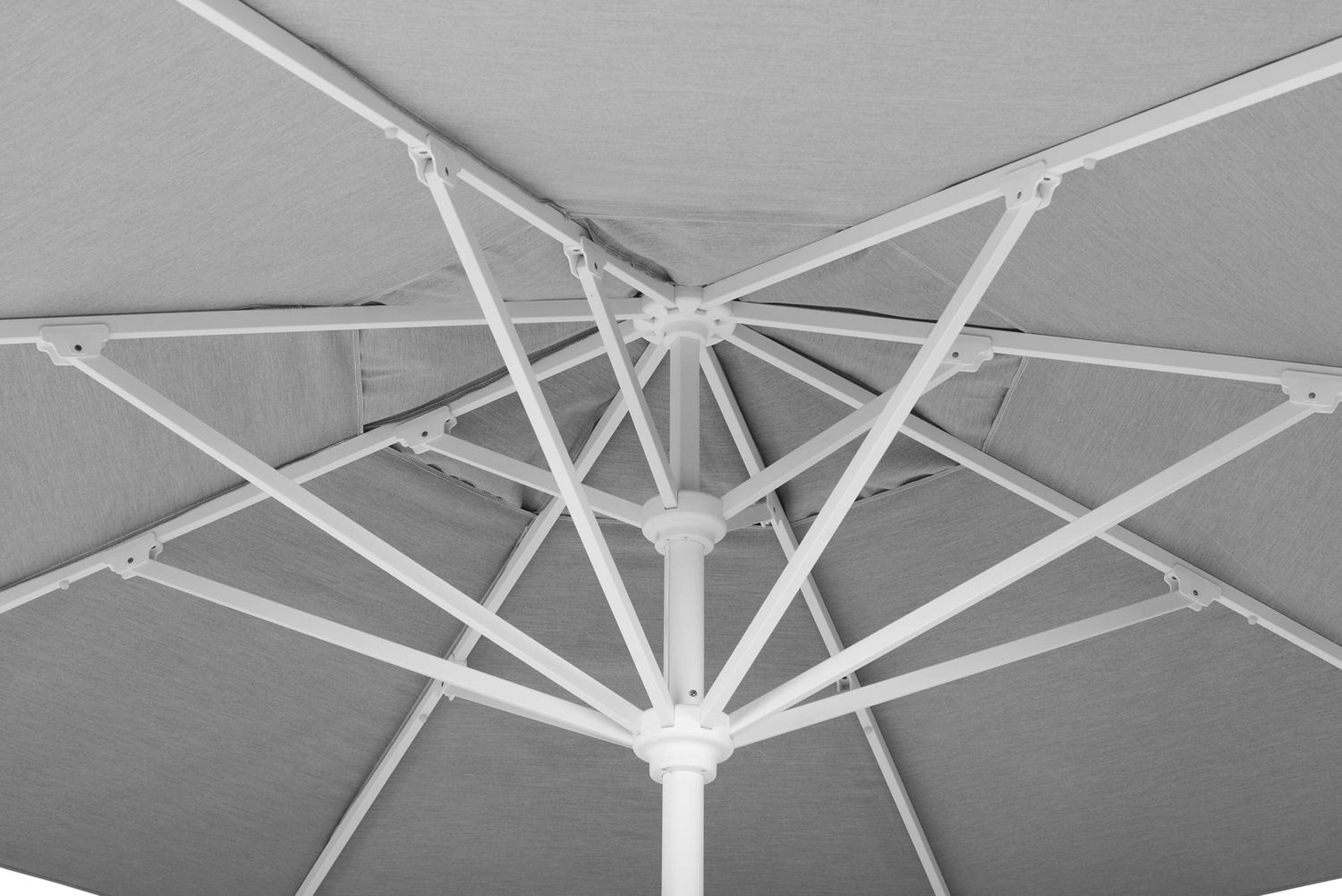 Solino staanparasol in wit aluminium met grijs all weather sunbrella ...