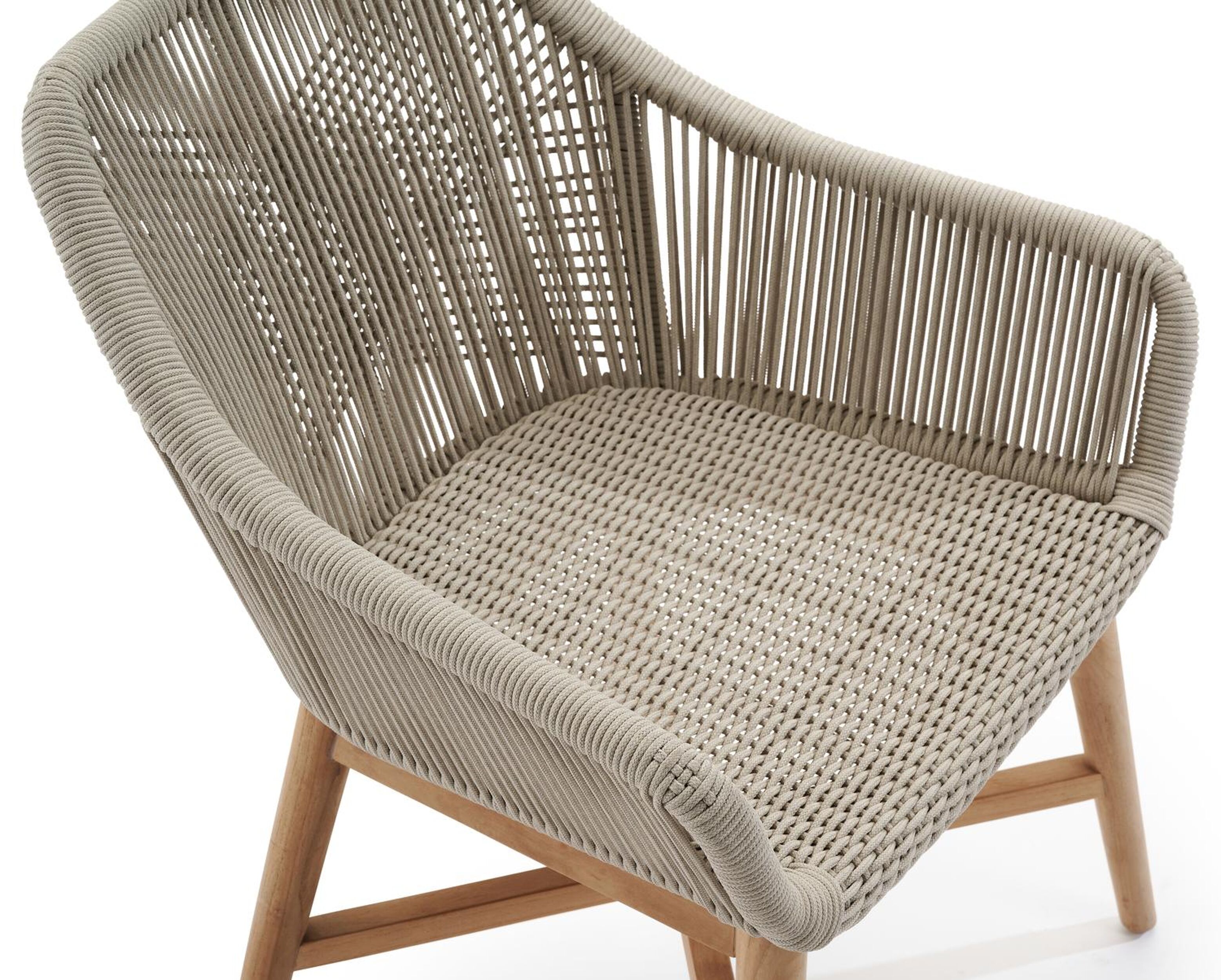 Borgo tuinstoel in teak en naturel verticaal geweven ronde rope