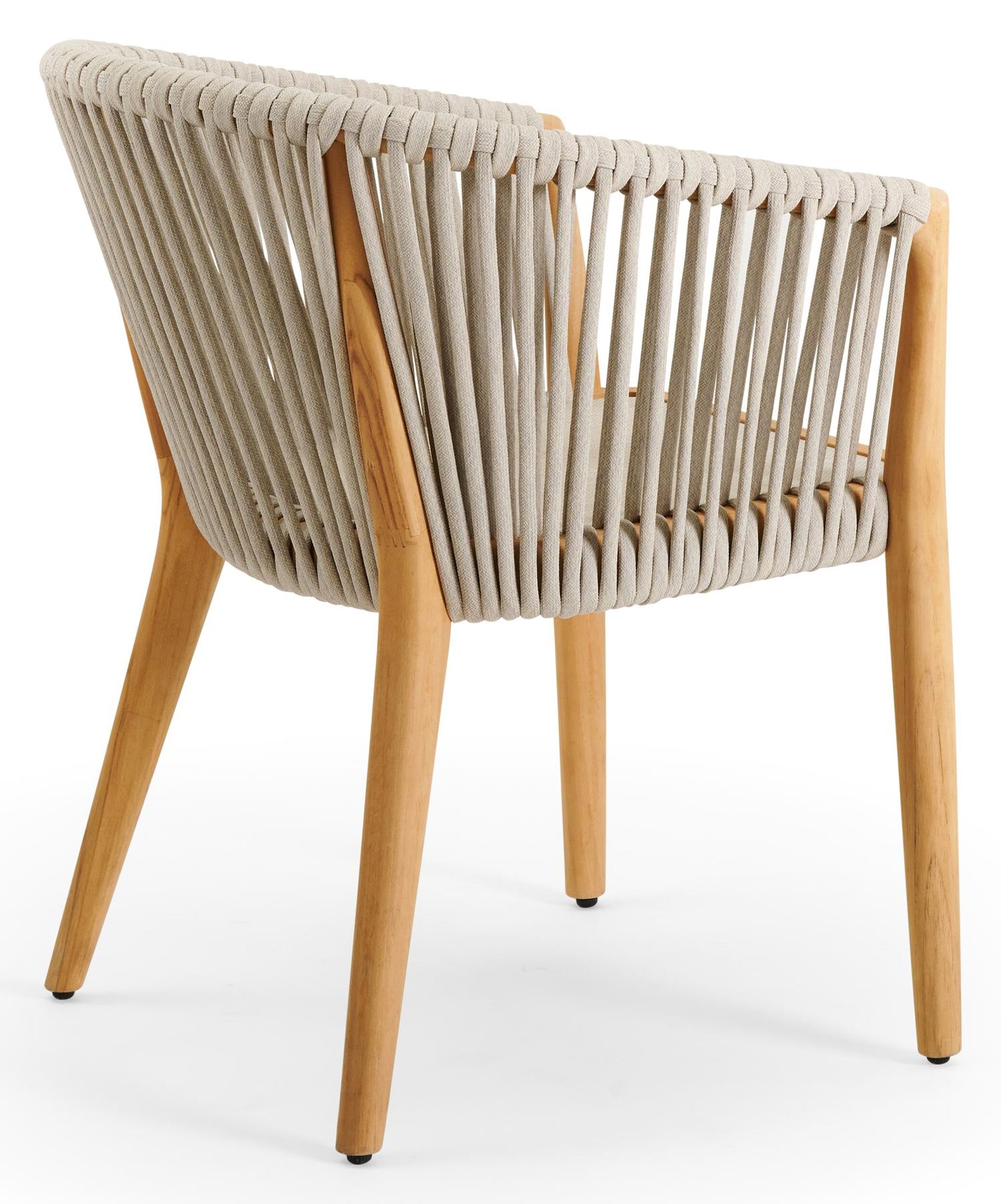 Orso tuinstoel in teak en beige verticaal geweven luxe vlakke rope