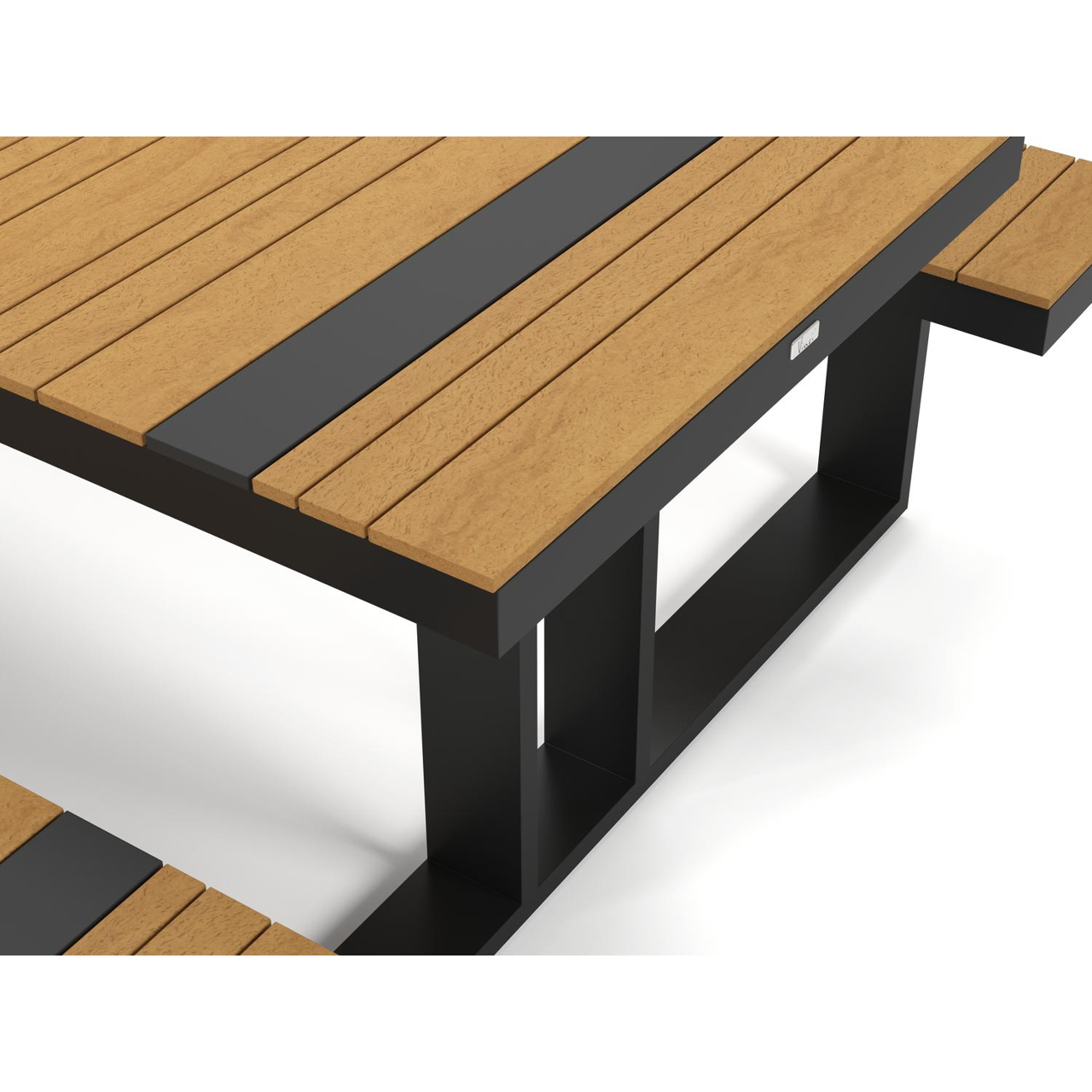 Merida picknicktafel in zwart aluminium en polywood - L 220 x B 100 x H ...