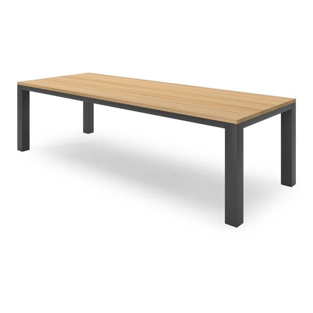 Nano tuintafel in zwart aluminium en teak - L 280 x B 110 x H 78 cm