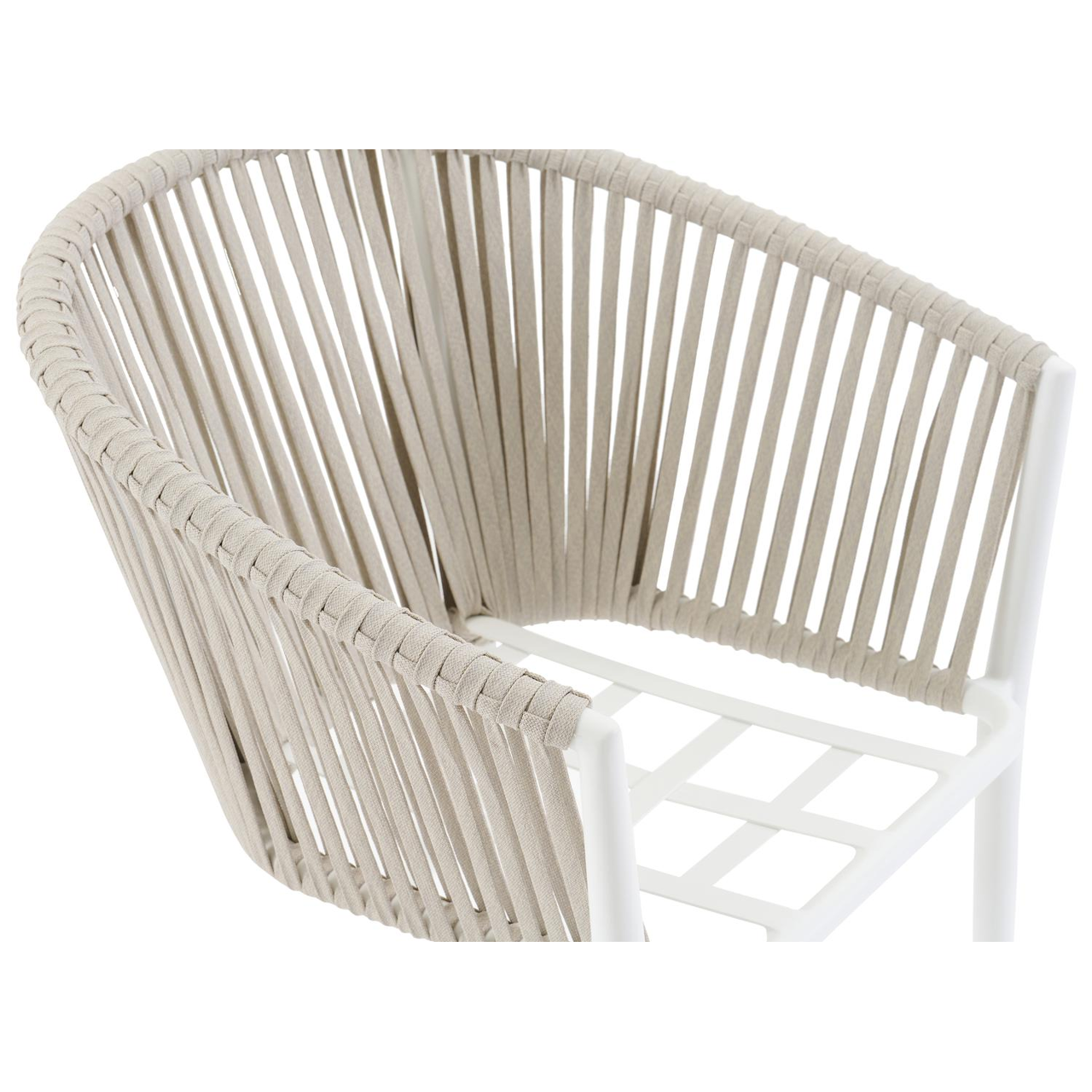 Orso tuinstoel in wit aluminium en beige verticaal geweven rope met ...