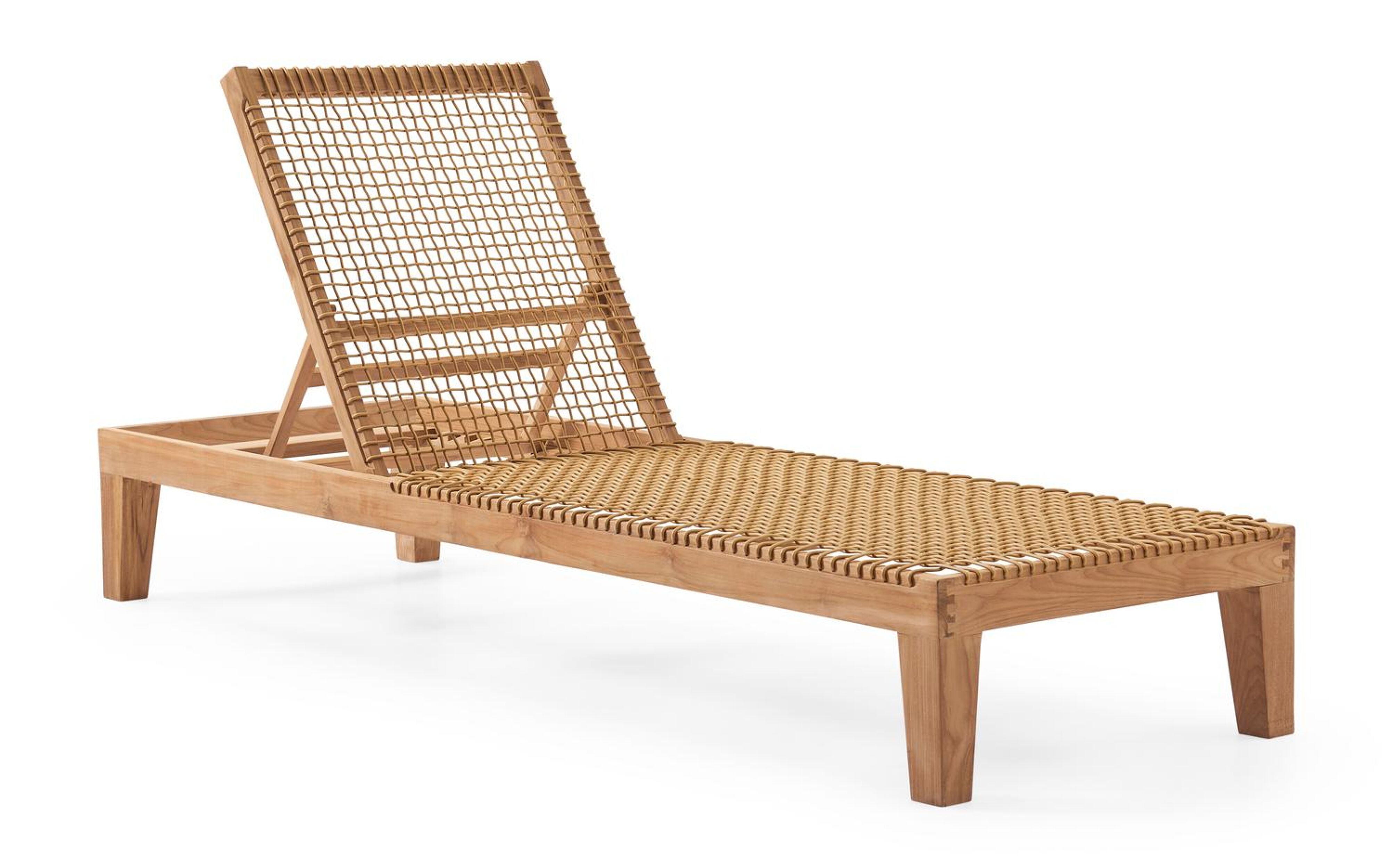 Cosito verstelbaar ligbed in teak en naturel wicker met bora forest all ...